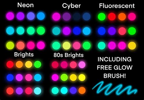 Neon Procreate Color Palette Bundle Glow Brush DIGITAL Etsy