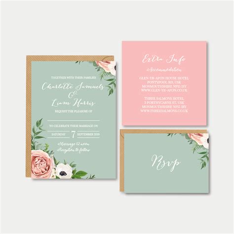 Lilah Sage Green Invitation Sample Wedding Bell