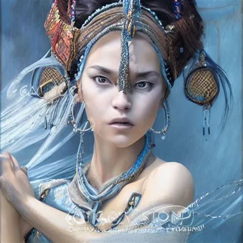 Portrait Full Body Female Russian Concubine With Slim Curvy Body