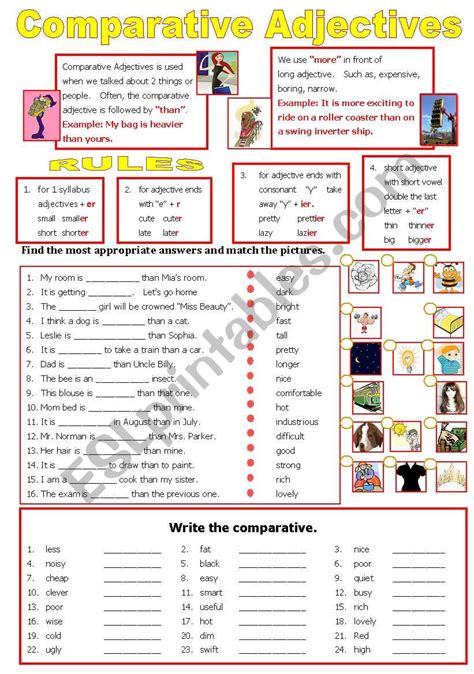 Comparative Adjectives Esl Worksheet By Shusu Euphe