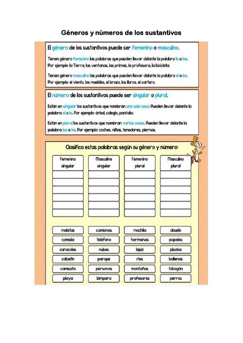 Ejercicio De G Nero Y N Meros Sustantivos Individuales Y Colectivos