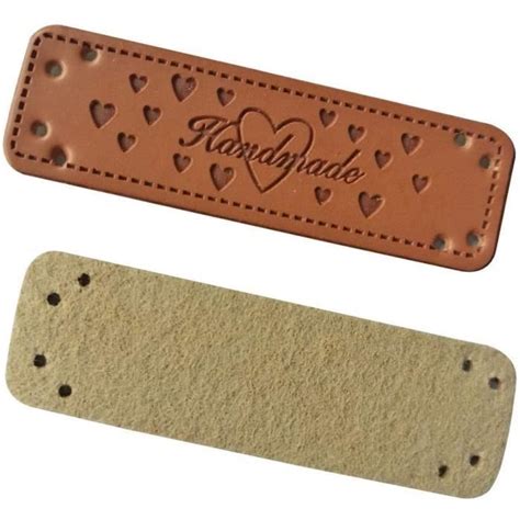 Tiquettes En Cuir Faites La Main Avec Logo Coeur Avec Coeur Pour