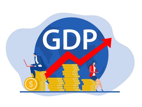 GDP Or Gross Domestic Product Rate With Growth Arrow Chart And Globe