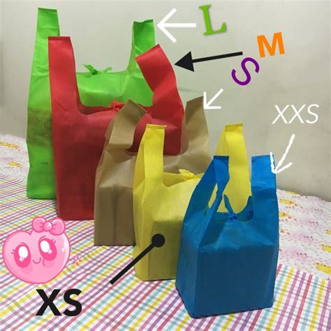 50Pcs Sando Eco Bag 5Size Plain Reusable Shopping Tote Non Woven Vest