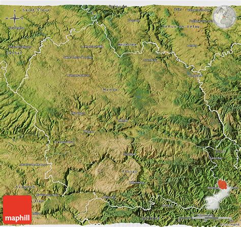 Satellite 3D Map Of Lozere