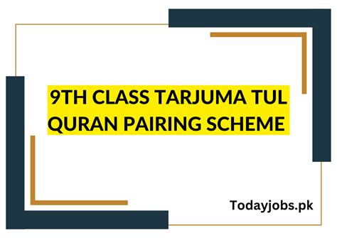 9th Class Tarjuma Tul Quran Pairing Scheme 2024 Today Jobs