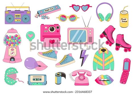 Hand Drawn Set Of 90s Retro Items Placed In A Set Of Retro 60 OFF