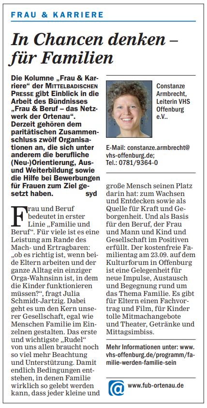 Kolumne In Chancen denken für Familien Frau und Beruf