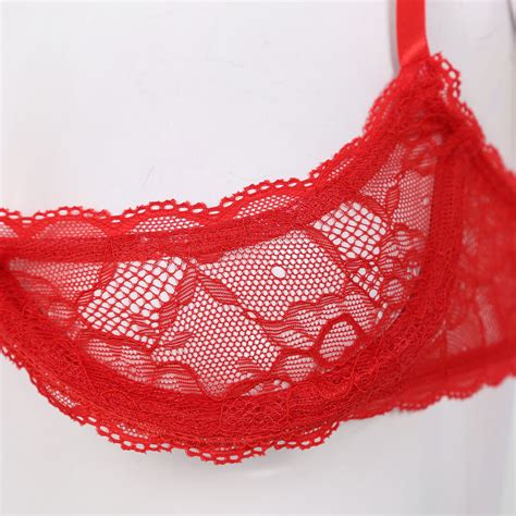 Übergröße Damen Büstenhebe Hebe BH Transparent Spitze Bügel Bra Tops
