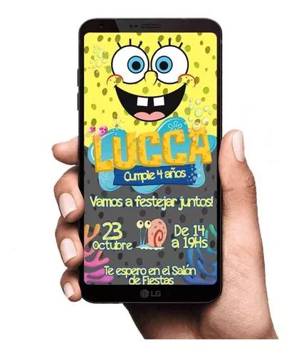 Tarjeta Invitacion Digital Personalizada Bob Esponja En Venta En Por