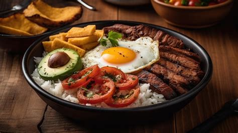Premium AI Image Bandeja Paisa Colombian Food Comes With Egg Meat