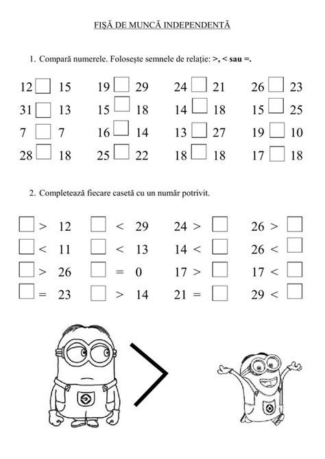 Compararea Numerelor De La 0 La 31 Worksheet