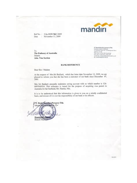 Contoh Surat Referensi Bank Bca