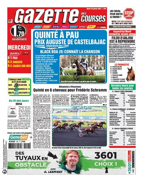 La Gazette des Courses N20230110 du 10 janvier 2023 à télécharger sur iPad