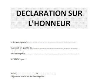 Attestation Sur L Honneur Word Doc Word Doc Exemple Devis Mod Le De