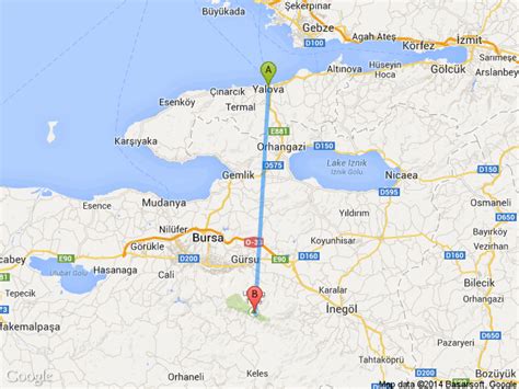 Yalova Bursa Uludağ arası mesafe Yalova Bursa Uludağ yol haritası