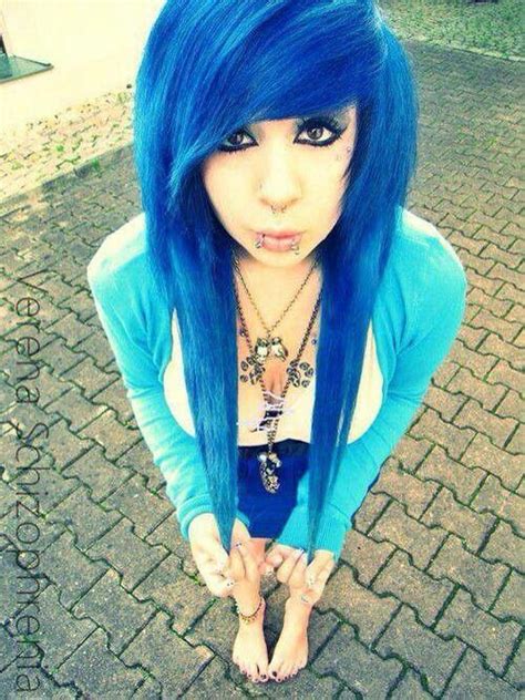 Emo Girl Blue Hair Verena Schizophrenia Emo Scene Hair Emo Hair Scene Hair Bangs