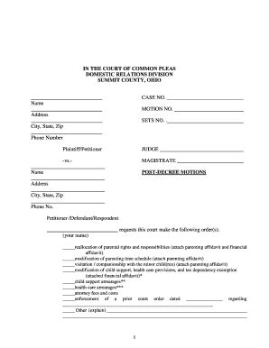 Post Decree Motions Domestic Relations Court Of Summit County
