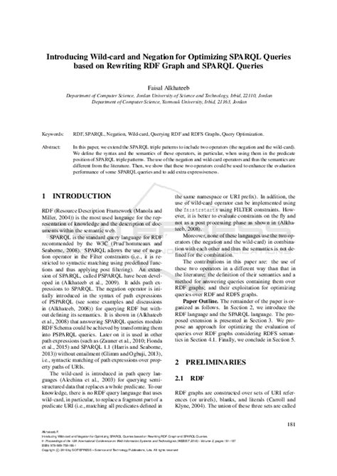 pdf introducing wild card and negation for optimizing sparql queries based on rewriting rdf