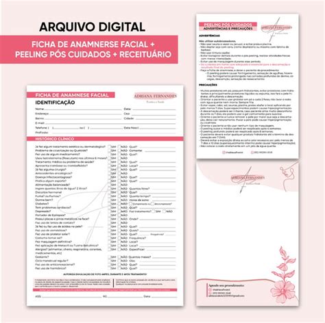 Ficha Anamnese Cuidados Pos Botox Harmonizacao Produtos Elo7
