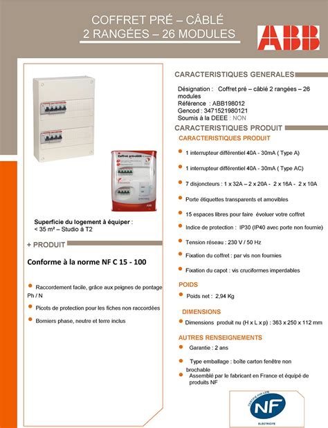 ABB Coffret électrique pré équipé et pré câblé évolutif avec 2 rangées