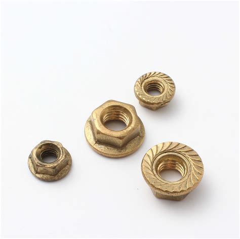 Copper Brass Hex Flange Nuts Din Bolts Nuts Screws Fasteners