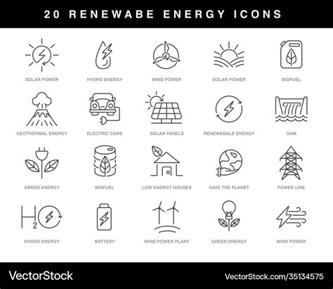 Renewable Energy Icons Set Royalty Free Vector Image