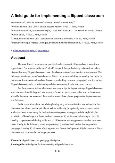 pdf a field guide for implementing a flipped classroom