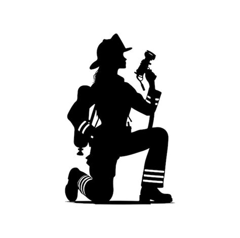 Premium Vector Firefighters Pose Silhouette Vector Illustration