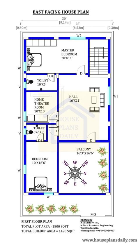 30x60 East Facing House Plan House Designs And Plans PDF Books