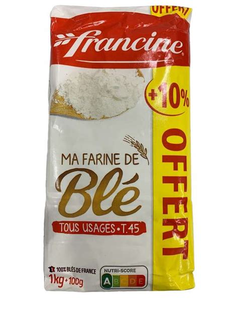 Farine de blé T45 tous usages Francine 1 kg 10 offerts La Belle