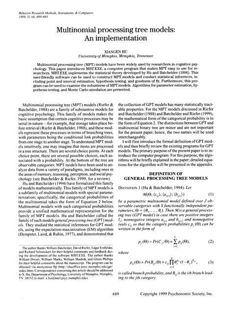 pdf multinomial processing tree models an implementation