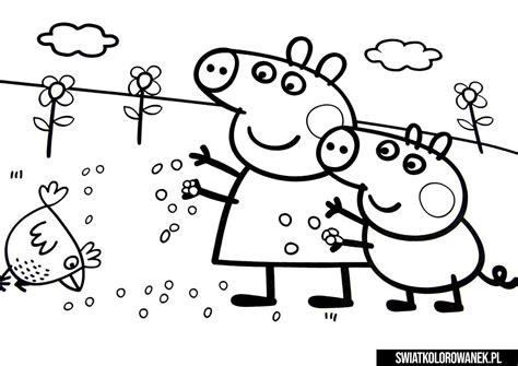 Świnka Peppa i George Darmowe kolorowanki do druku