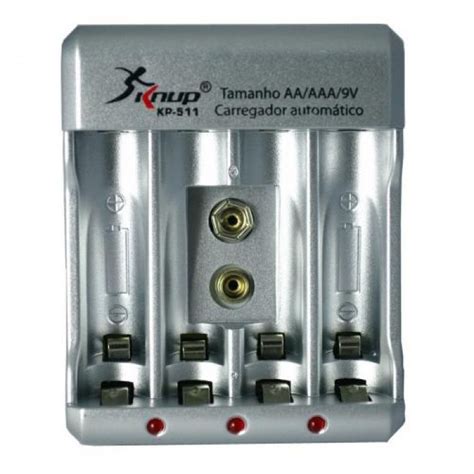 Carregador De Pilhas Universal Aa Aaa 9v Bivolt Knup Kp 511 Knup