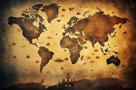 Fondo Del Mapa Del Viejo Mundo Para La Publicidad En La Escena De