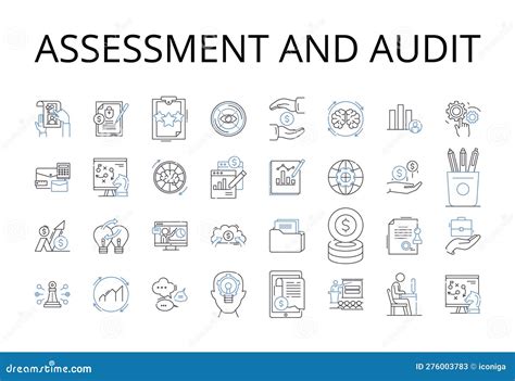 Assessment And Audit Line Icons Collection Analysis And Evaluation
