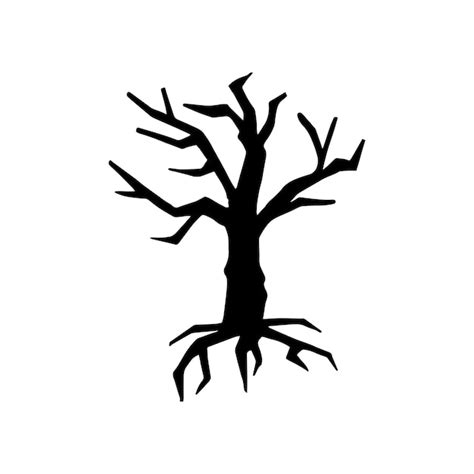 Dibujado A Mano Garabato Negro Rbol Desnudo Vector Oscuro Rbol