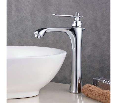 Robinet Mitigeur Lavabo Surélevé Chromé Contemporain Aux Lignes Courbes