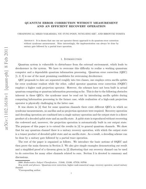 pdf recovery in quantum error correction for general noise without measurement