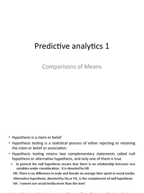 predictive analytics 1 pdf p value null hypothesis
