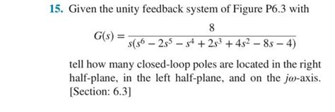 Solved Given The Unity Feedback System Of Figure P Chegg