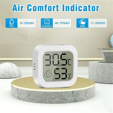 Thermomètre Hygrometre Intérieur 4 Pièces Mini Lcd Thermomètre