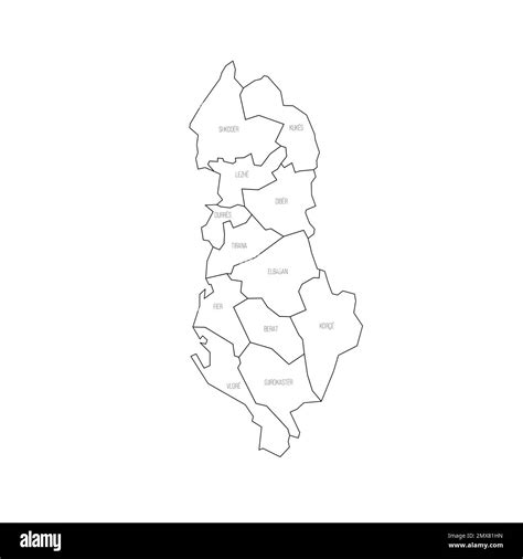Albania Political Map Of Administrative Divisions Stock Vector Image