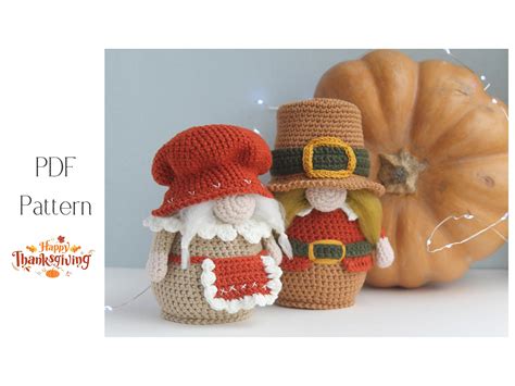 Crochet Mr Pilgrim Gnome Pattern Amigurumi Thanksgiving Etsy UK