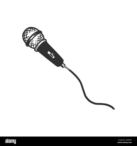 Hand Drawn Microphone Doodle Sketch Style Drawing Line Simple