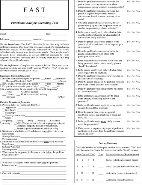 fast functional assessment scale tool