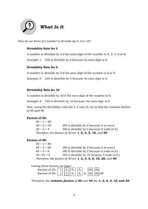 math 5 module 1 divisibility rules for 2 5 and 10 grade 5 modules