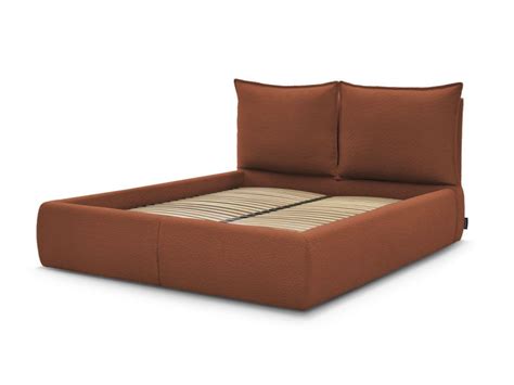 Bobochic lit coffre garance avec tête de lit effet oreiller tissu