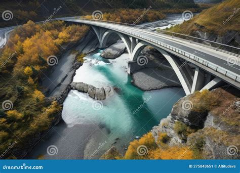 Ponte Sobre O Rio Em Declive Cachoeiras Ilustração Stock