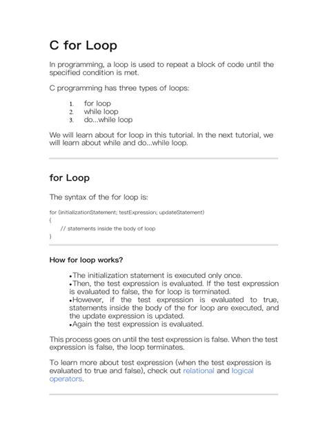 c for loop pdf control flow computer engineering
